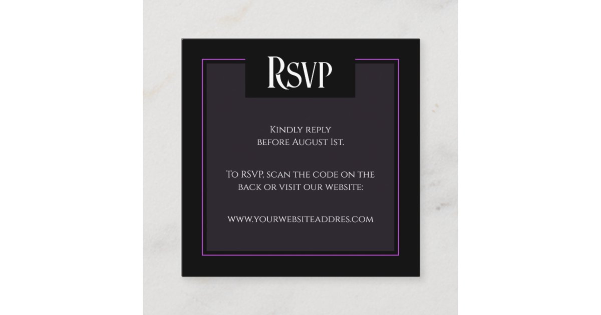 Gothic Black & Purple Dark QR Code Wedding Enclosure Card | Zazzle