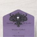 Gothic Black & Purple Halloween Filigree QR Code All In One Invitation ...