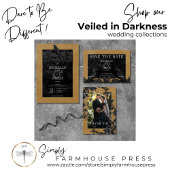 Gothic Black Raven & Black Roses Gold QR Code All In One Invitation ...