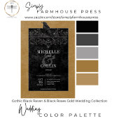 Gothic Black Raven & Black Roses Gold QR Code All In One Invitation ...