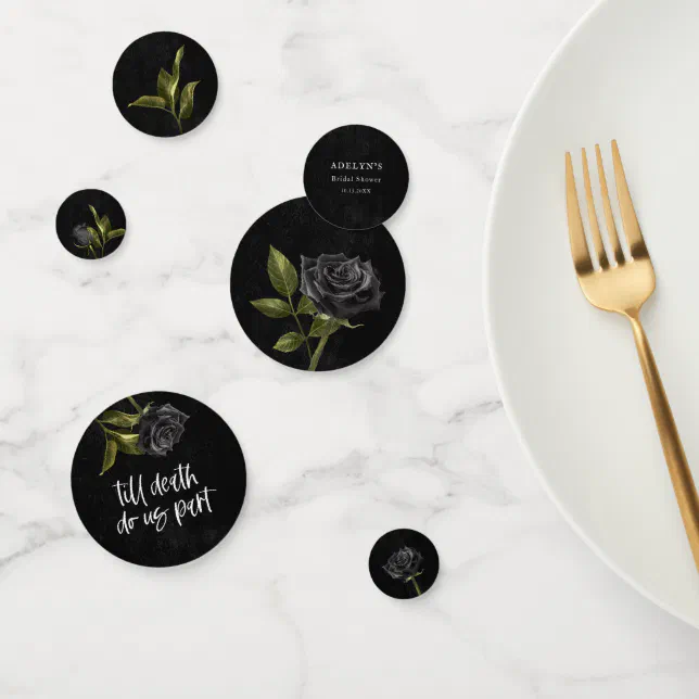 Gothic Black Rose Bridal Shower Confetti | Zazzle