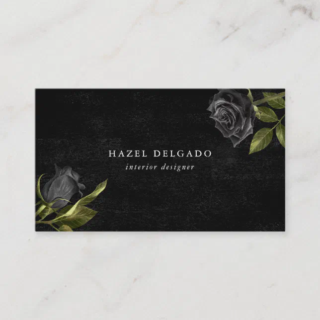 Gothic Black Rose Floral Business Card | Zazzle