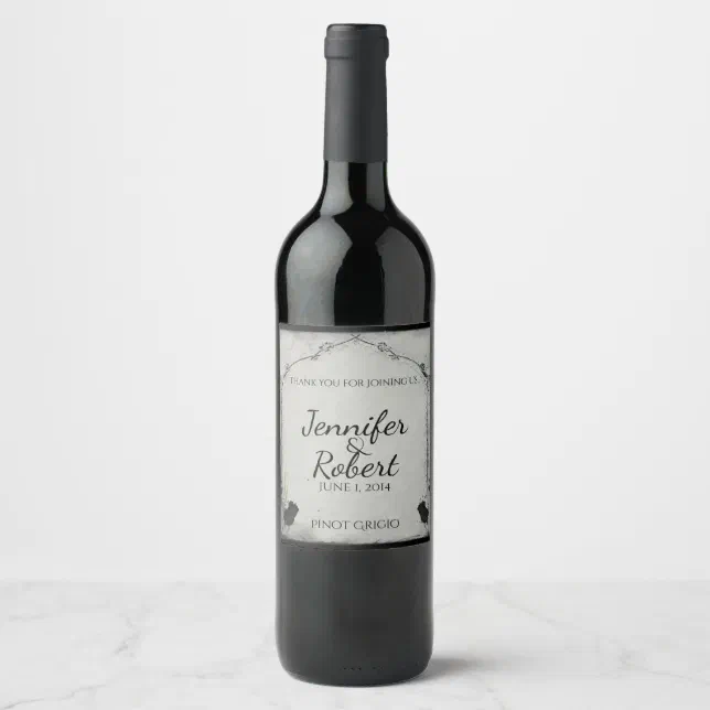 Gothic Black Rose Trellis Wine Label | Zazzle