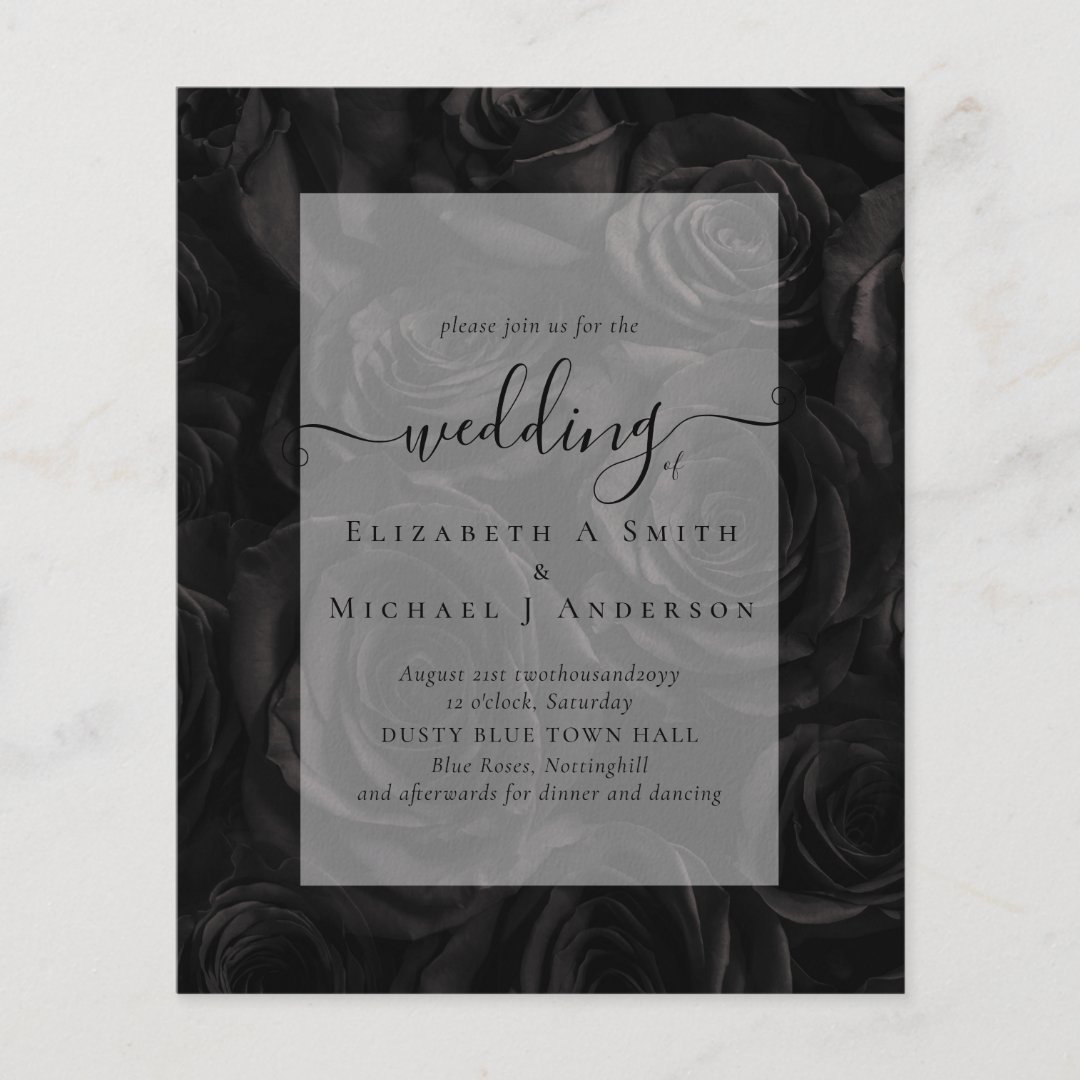 Gothic Black Roses Goth Wedding Invite Flyer | Zazzle