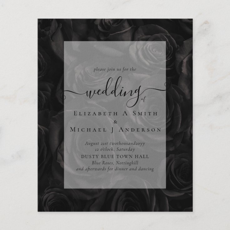 Gothic Black Roses Goth Wedding Invite Flyer | Zazzle