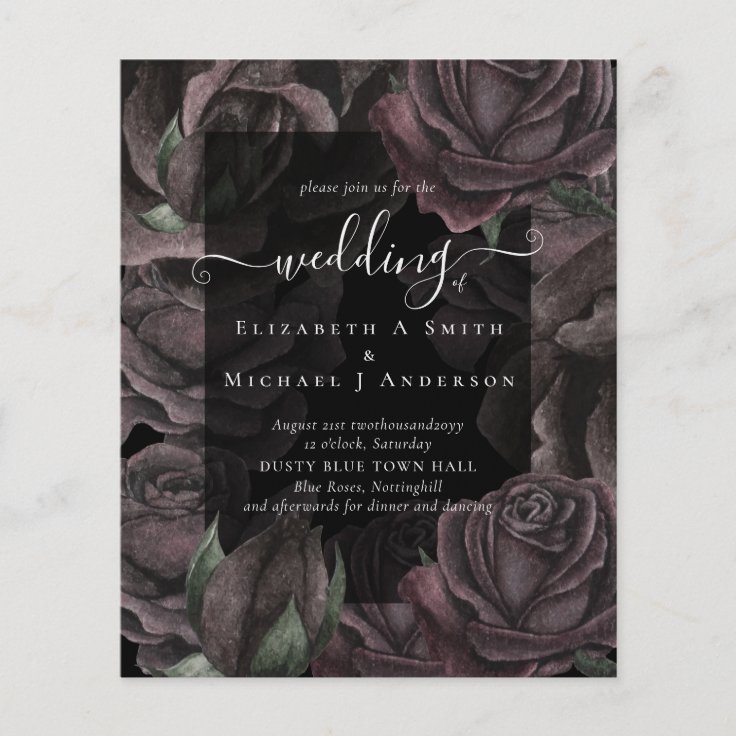 Gothic Black Roses Goth Wedding Invite Flyer | Zazzle