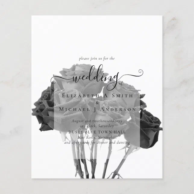 Gothic Black Roses Goth Wedding Invite Flyer | Zazzle