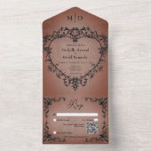 Gothic Black & Rust Filigree Heart QR Code All In One Invitation | Zazzle