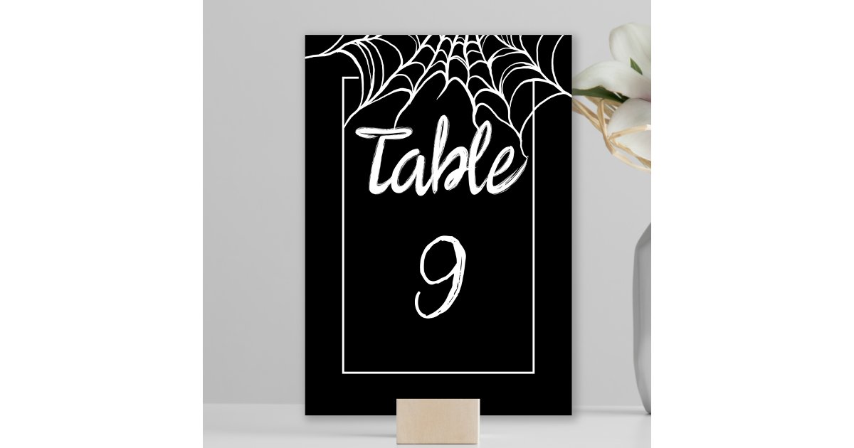 Gothic Black Spooky Halloween Wedding Table Number | Zazzle