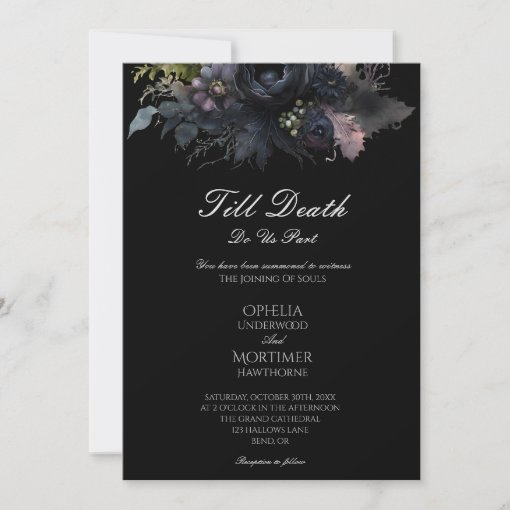 Gothic Black Till Death Formal Wedding Details And Invitation | Zazzle