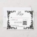 Gothic Black & White Filigree Heart QR Code RSVP Card | Zazzle