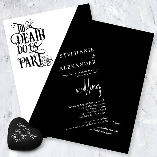 Gothic Black White Till Death Do Us Part Wedding Invitation | Zazzle