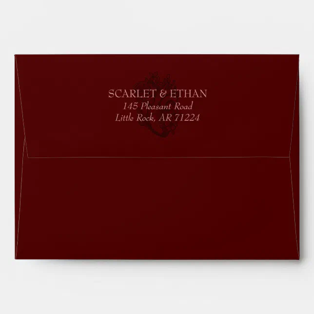 Gothic Blood Red Floral Heart Moody Wedding Envelope | Zazzle