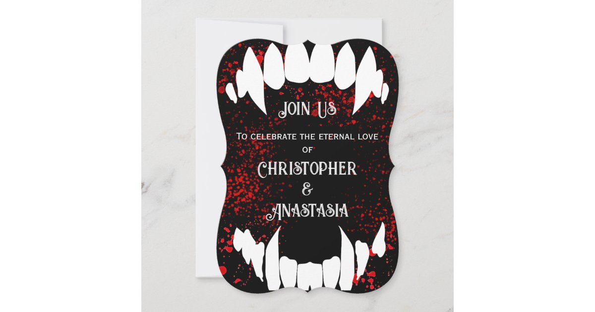 Gothic Blood Spatter Vampire Wedding Invitations | Zazzle