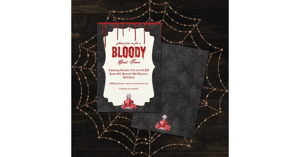 Gothic Bloody Halloween Party Invitation | Zazzle
