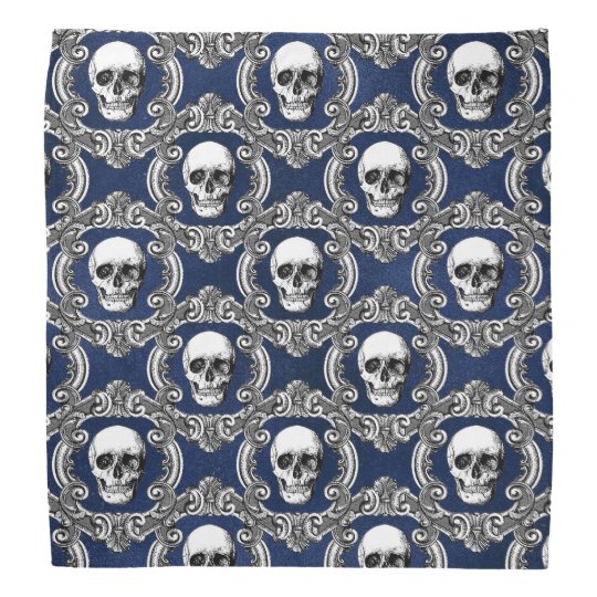Gothic Blue Skull Pattern Bandana | Zazzle.com