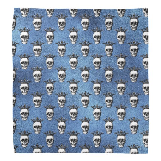 Gothic Blue Skull With Crown Pattern Bandana | Zazzle.com