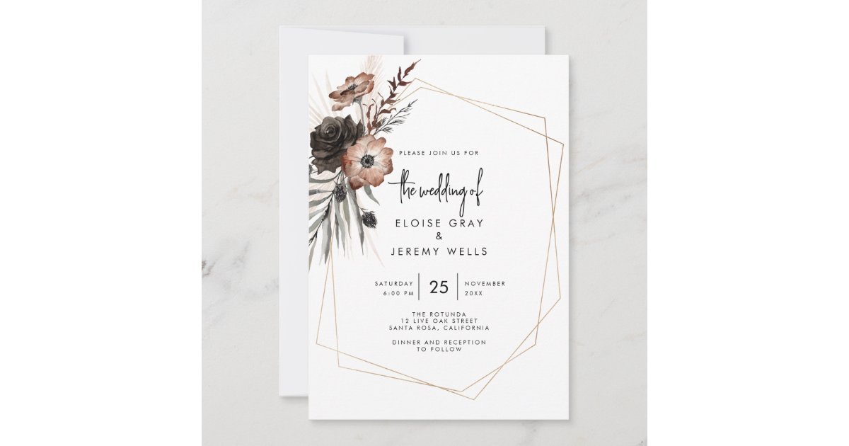 Gothic Boho Wedding Invitation | Zazzle
