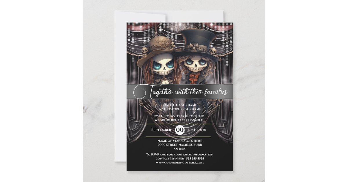 Gothic bride groom skeleton couple zombie ghoulish invitation | Zazzle