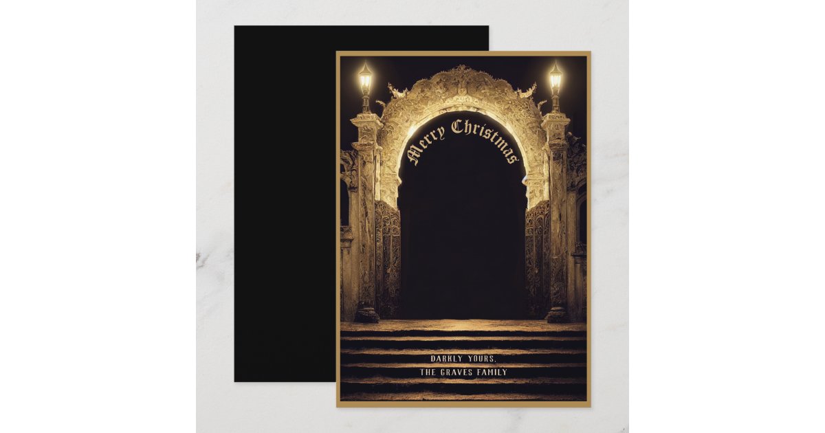 Gothic Cemetery Scene Merry Christmas Holiday Card | Zazzle