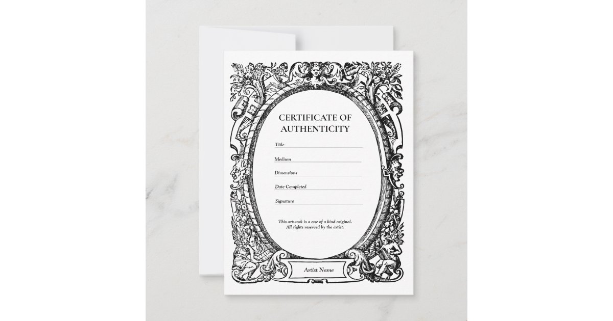Gothic Certificate of Authenticity for Art Thank You Card | Zazzle