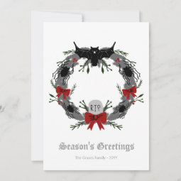 Gothic Christmas Wreath Bat Holiday Card | Zazzle