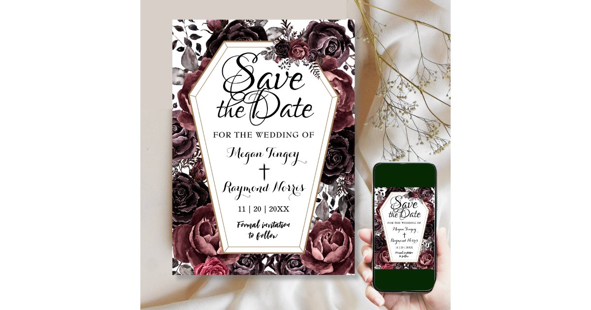 Gothic Coffin Vintage Wedding Save The Date Invitation | Zazzle