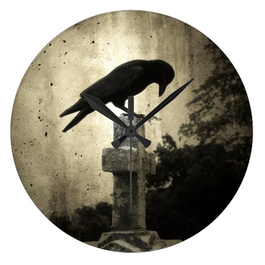 Gothic Cross And Crow Large Clock | Zazzle.com