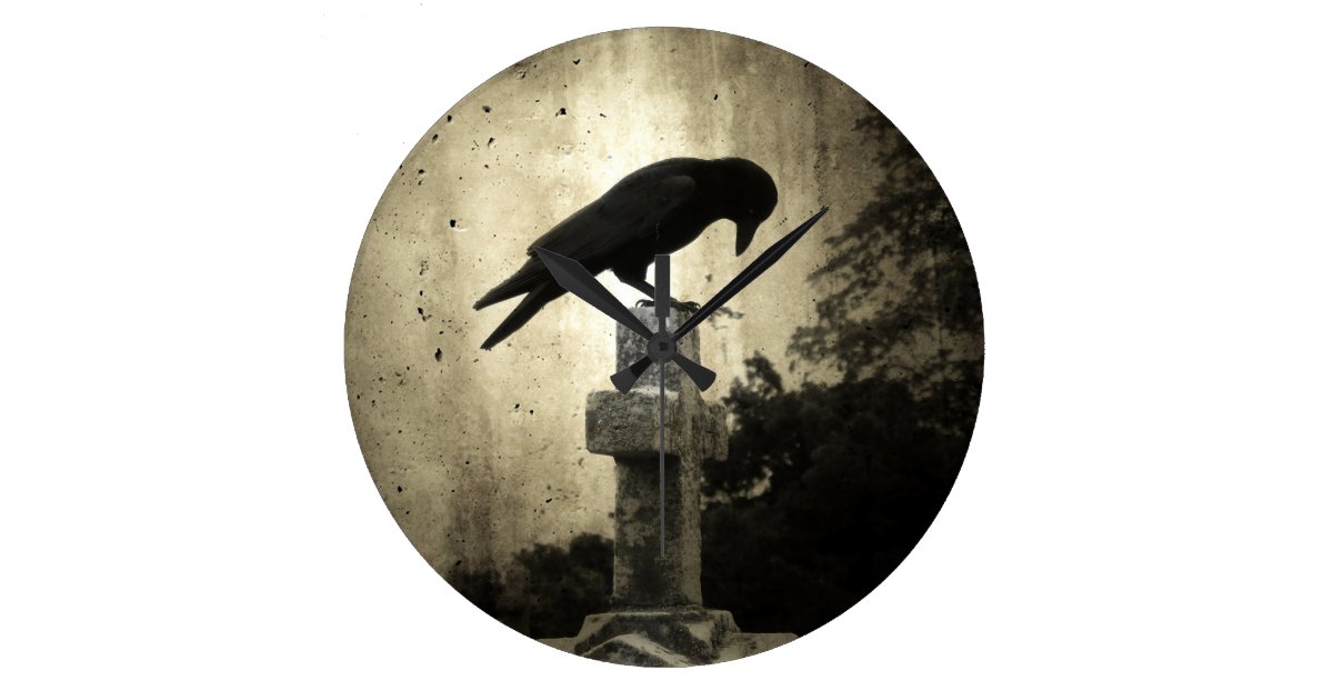 Gothic Cross And Crow Large Clock | Zazzle.com