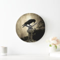 Gothic Cross And Crow Large Clock | Zazzle