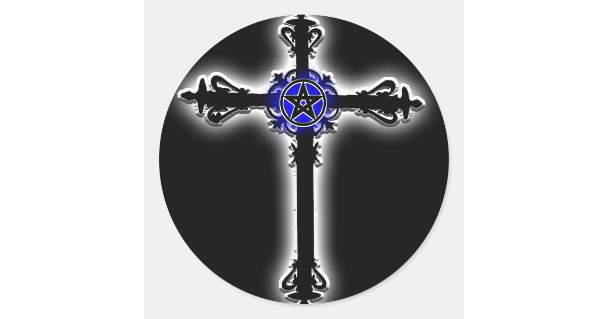 Gothic Cross Classic Round Sticker | Zazzle