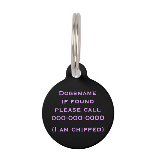 Gothic cute skull purple black spooky pet ID tag | Zazzle