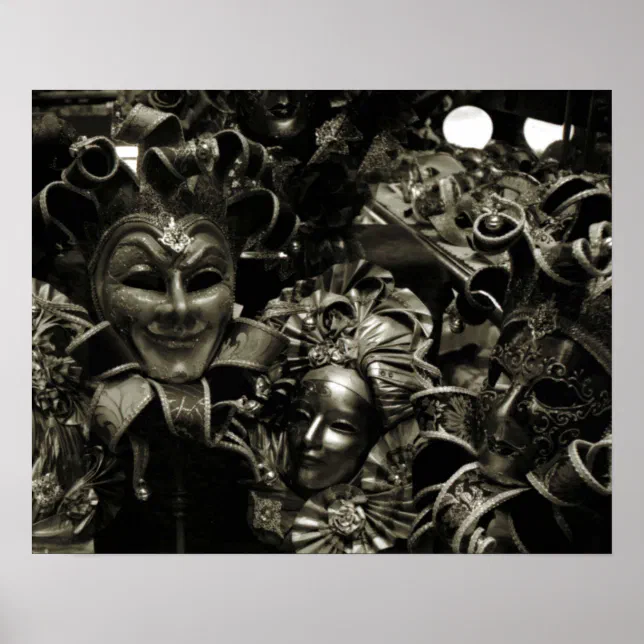 Gothic Dark Masquerade Masks Black Poster | Zazzle