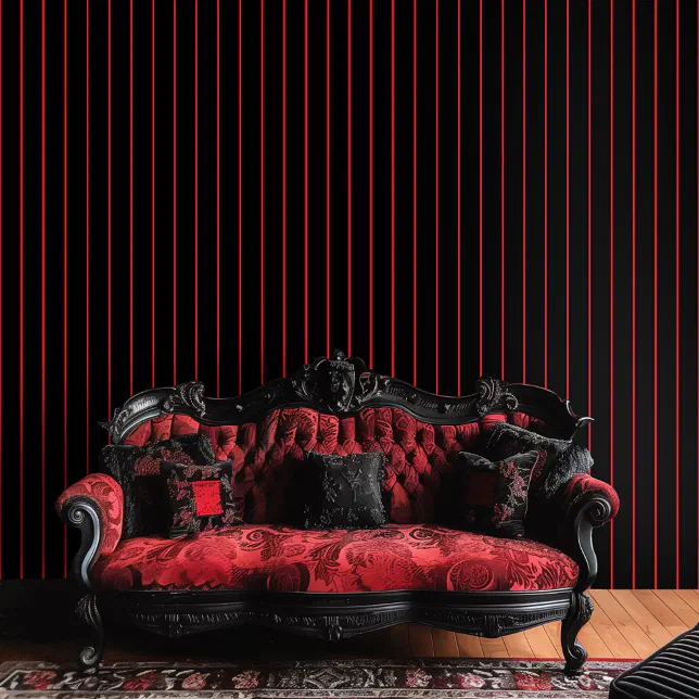 Gothic Dark Red Stripes on Black Background Wallpaper | Zazzle