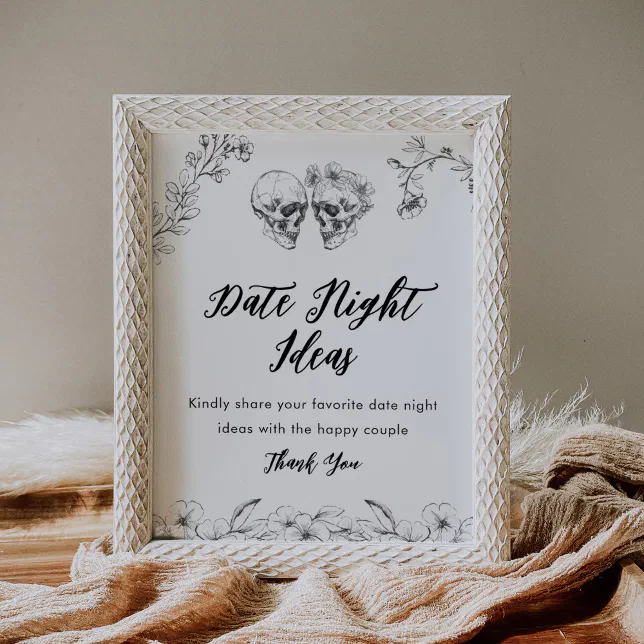 Gothic Date Night Ideas Sign Bridal Shower | Zazzle