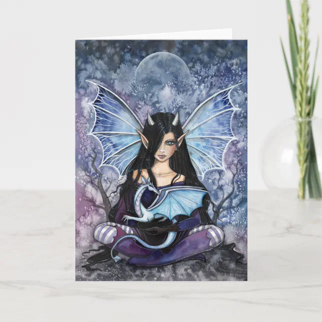 Gothic Dragon Fairy Card Notecard | Zazzle