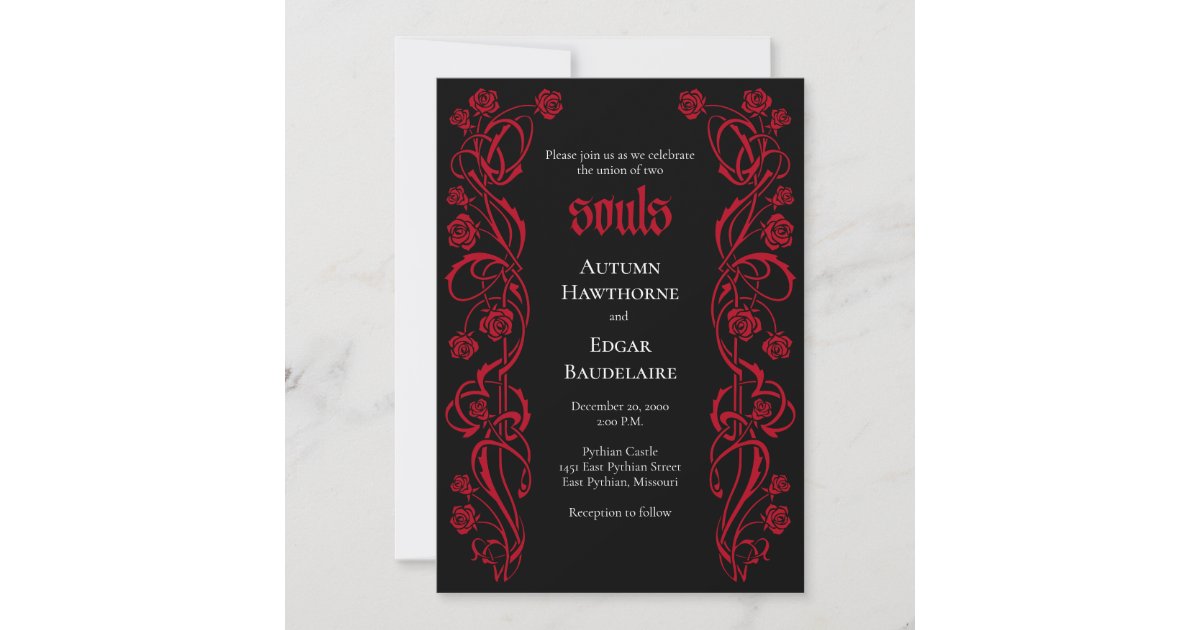 Gothic Elegant Roses Wedding Invitation | Zazzle