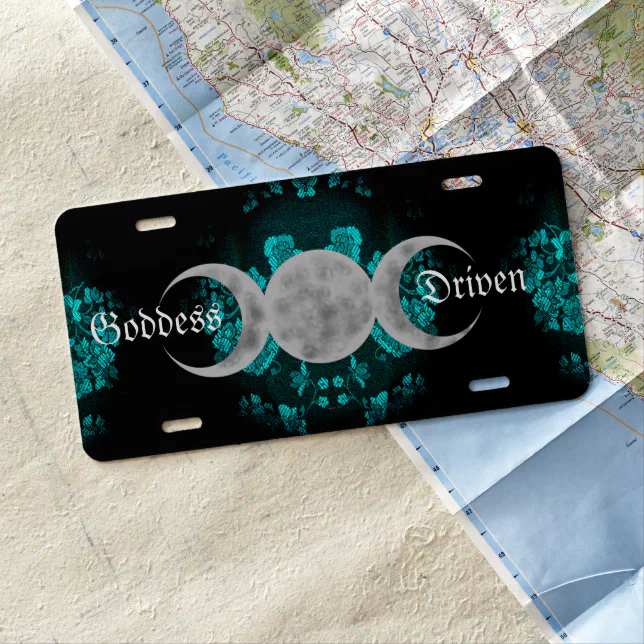 Gothic Eternal Triple Moon Turquoise License Plate | Zazzle