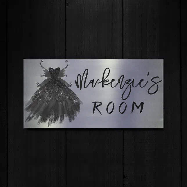 Gothic Fairy Black Gown | Vampy Goth Glam Sheen Door Sign | Zazzle