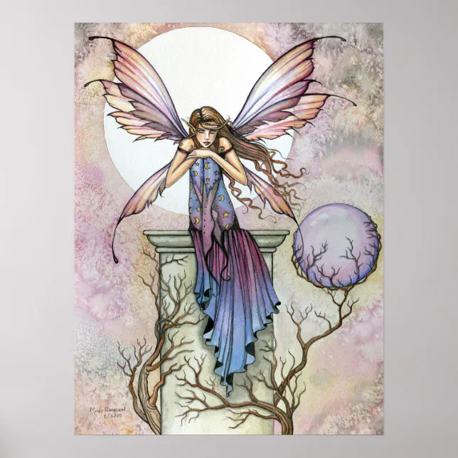 Gothic Fairy Moon Celestial Poster Print | Zazzle