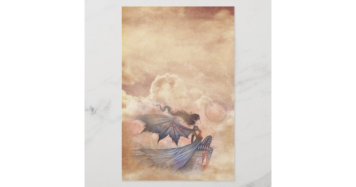Gothic Fairy Vampire in Clouds Stationary Stationery | Zazzle