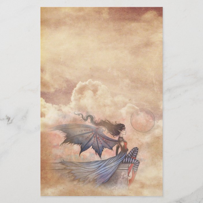 Gothic Fairy Vampire in Clouds Stationary Stationery | Zazzle.com