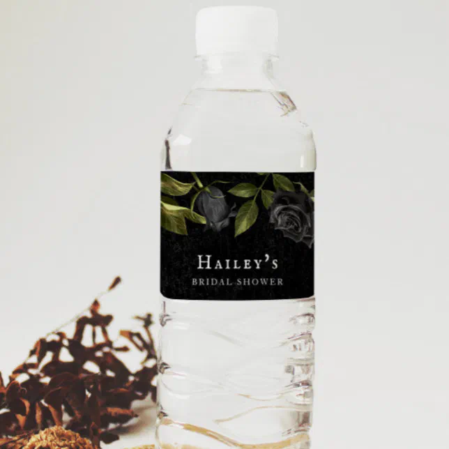 Gothic Floral Bridal Shower Water Bottle Label | Zazzle