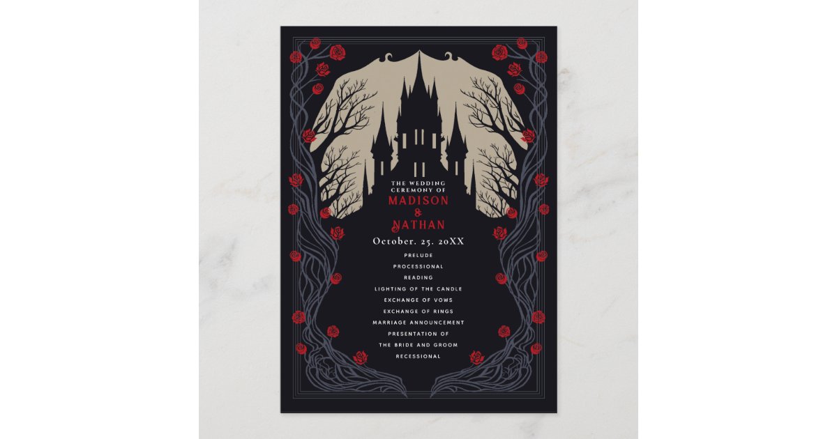 Gothic Floral Castle Wedding Program | Zazzle