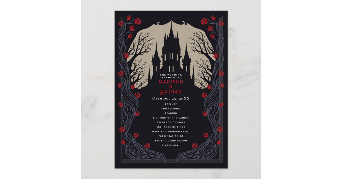 Gothic Floral Castle Wedding Program | Zazzle