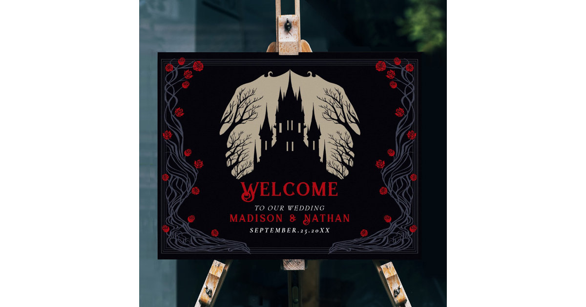 Gothic Floral Castle Wedding Welcome Sign | Zazzle