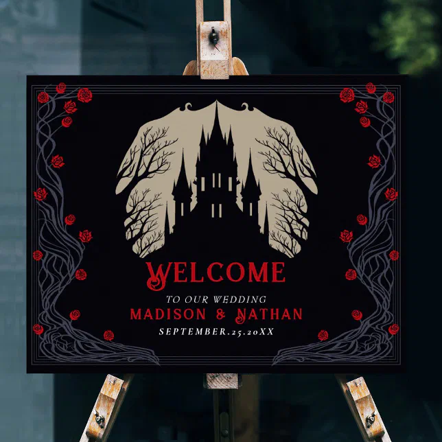 Gothic Floral Castle Wedding Welcome Sign | Zazzle