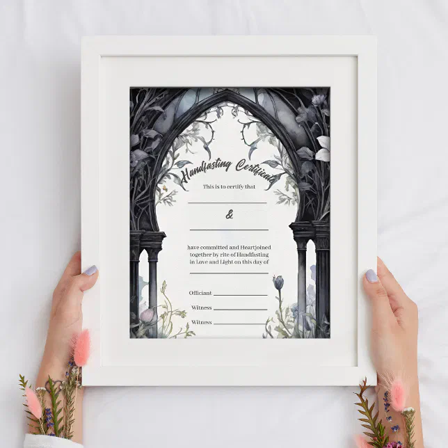 Gothic Floral Garden Gate Handfasting Certificate Poster | Zazzle