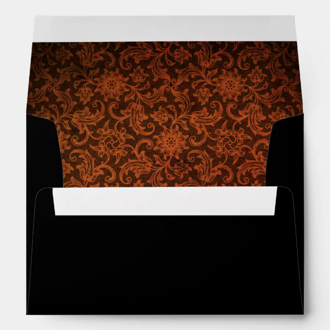 Gothic Floral Pattern | Orange and Black Envelope | Zazzle