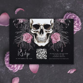 Gothic Floral QR Code Wedding RSVP Card | Zazzle